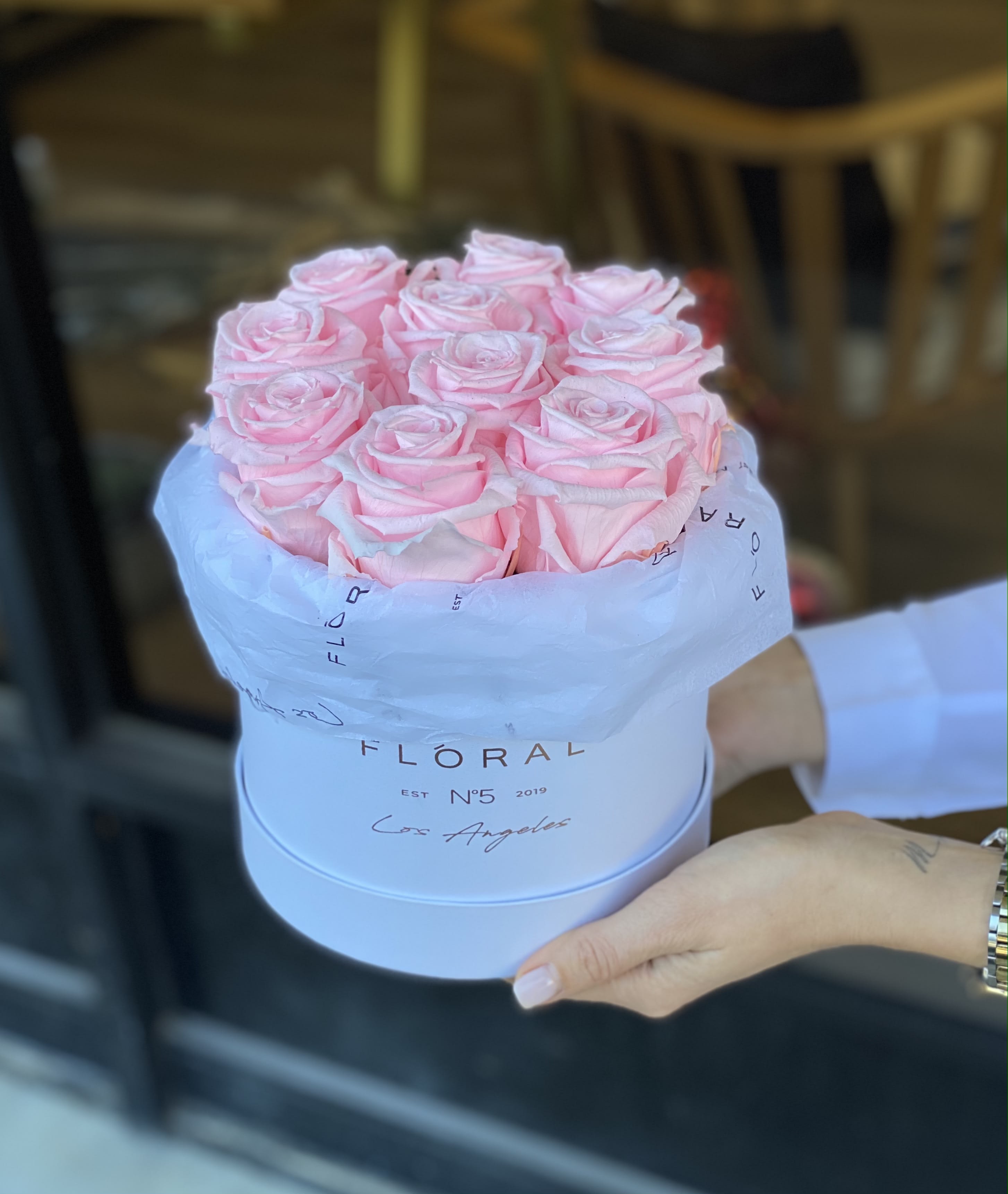 Floral N5 | NO.223 - BABY PINK ETERNAL ROSES IN WHITE BOX